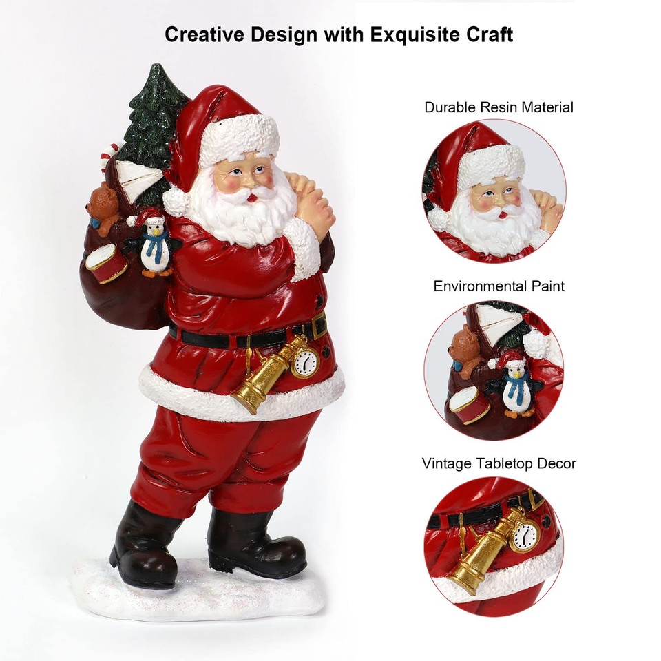 Santa Claus Figurines and Statues - Resin Santa Sculpture with Gift Bag ...