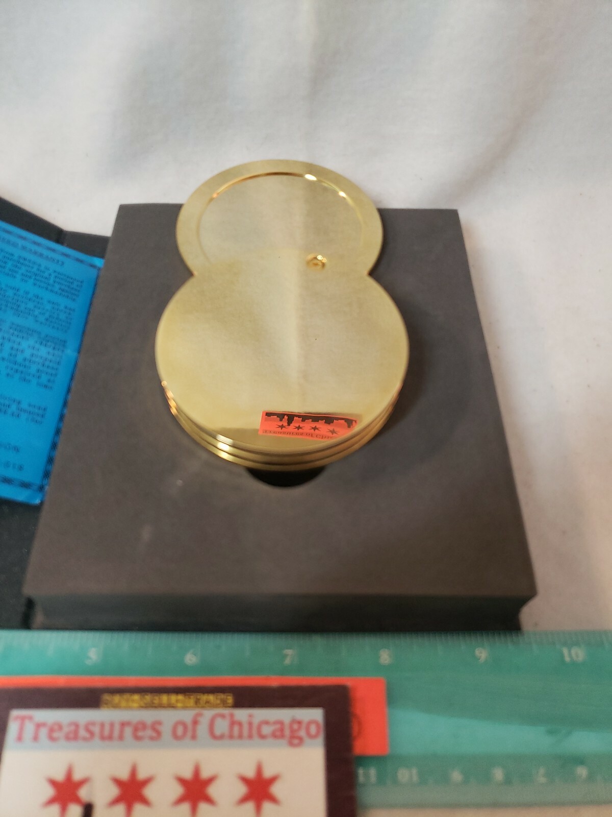 Sweda Brass Swivel Style Paperweight Clock Works Case & Box Gift Set ...