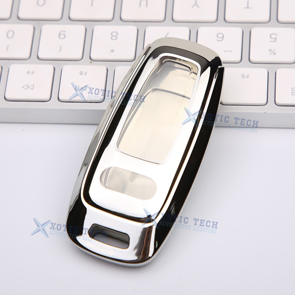 Silver TPU Full Seal Smart w/Button Key Holder Shell For Audi A7 A8 Q5 ...