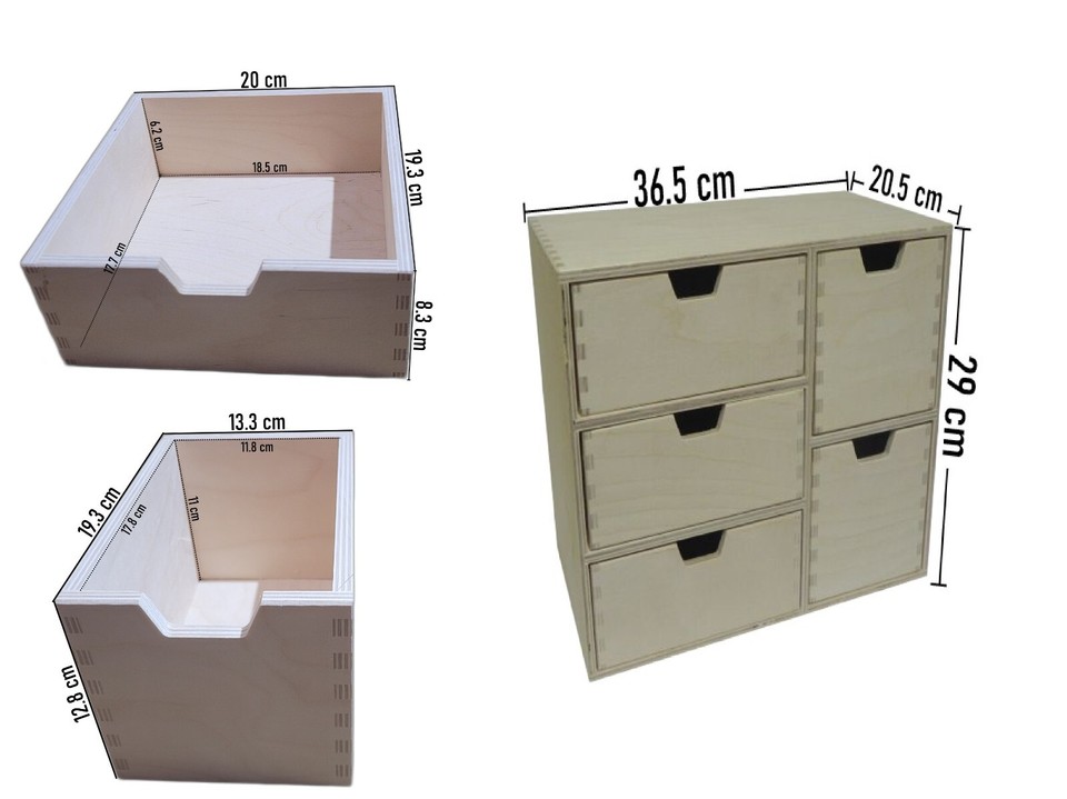 Wooden Drawer - Box Desktop Office Desk Storage Decoupage Unpainted 11 ...