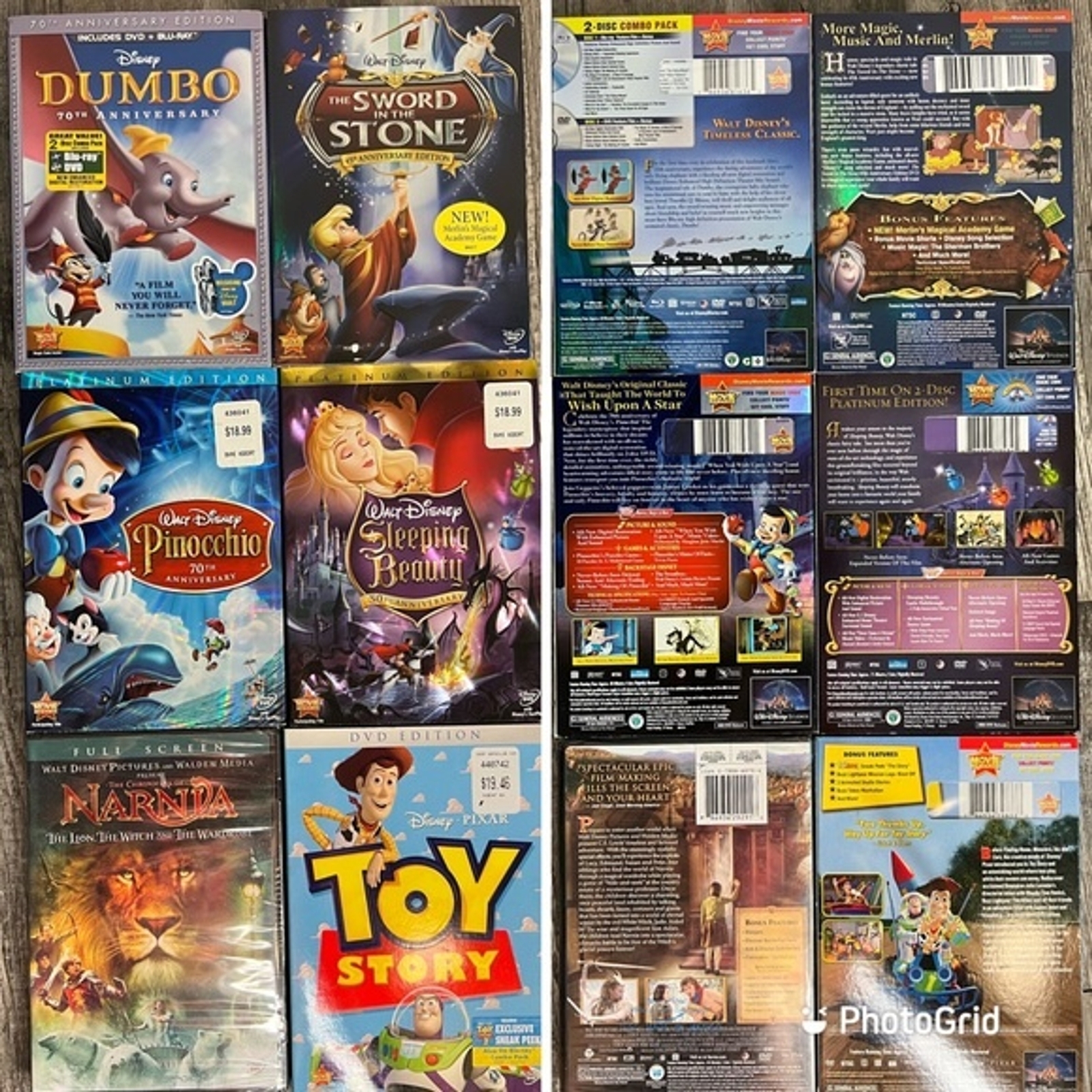 Disney Lot of 6 DVDs Dumbo,The Sword,Pinocchio,Sleeping Beauty,Toy ...