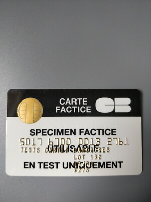 SPÉCIMEN FACTICE carte bancaire CB PUCE BULL TEST Embossée de 09/91 | eBay