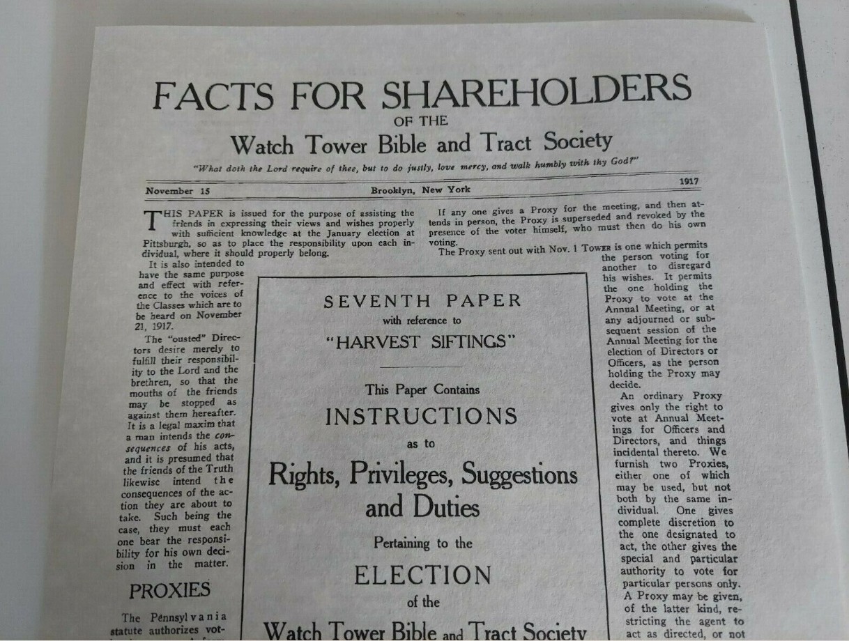 1917 Facts For Shareholders IBSA Watchtower International Bible ...