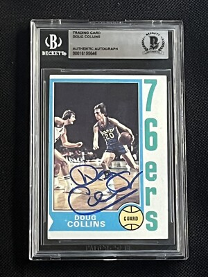 DOUG COLLINS 1974-75 TOPPS ROOKIE SIGNED AUTOGRAPHED CARD BECKETT BAS ...