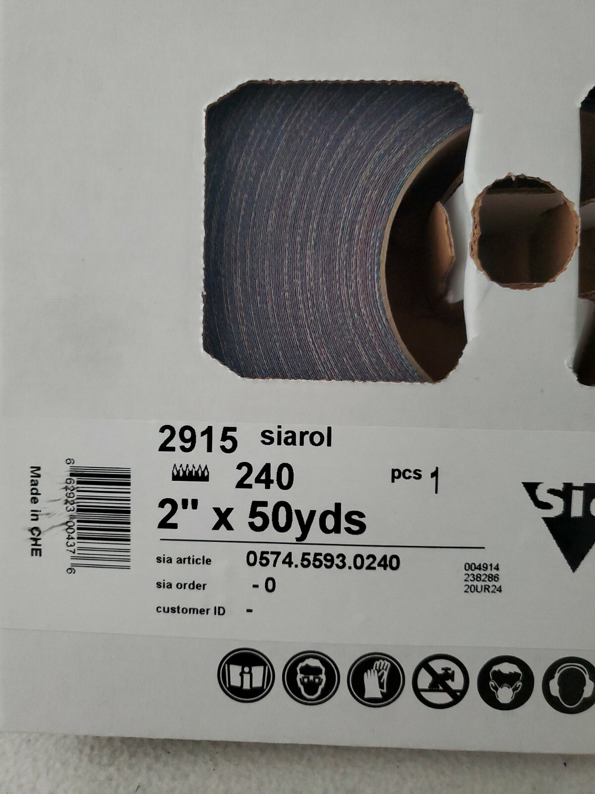 Sia Abrasives 2915 Siarol 2" X 50yds 240 Grit 0574.5593.0240 | eBay