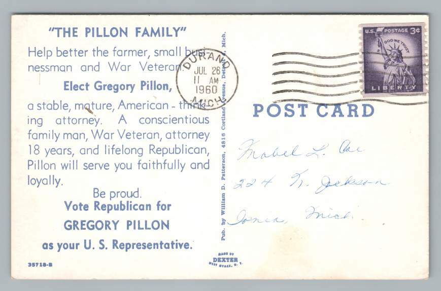 Gregory Pillon~Vintage Republican Campaign PC Durano Michigan~Congress ...
