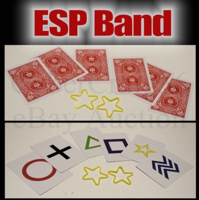 ESP CARDS PREDICTION RED BACK ELASTIC STAR RUBBER BAND MAGIC MENTAL ...