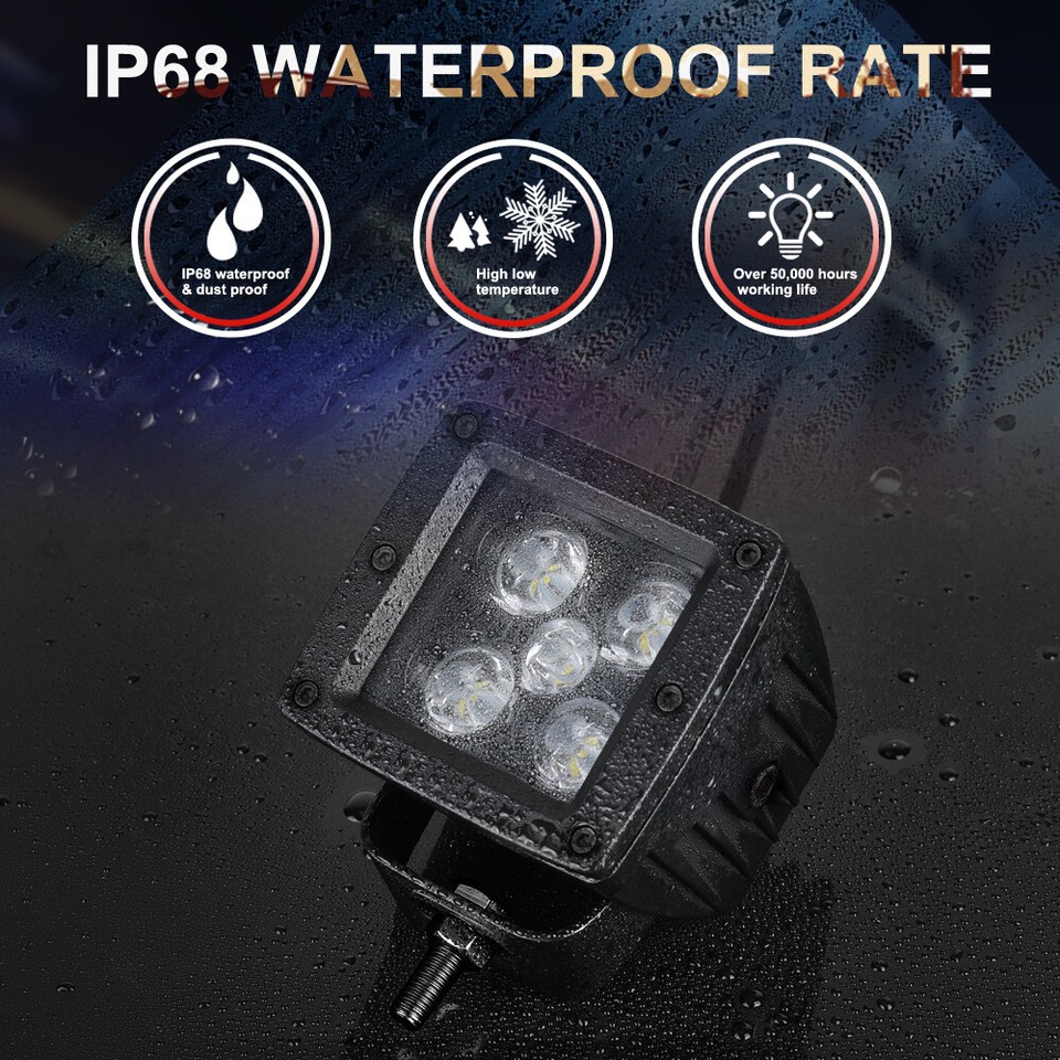 White LED Cube Pods 2PCS 3Inch 100W High Lumen Spot Driving Fog Lights ...