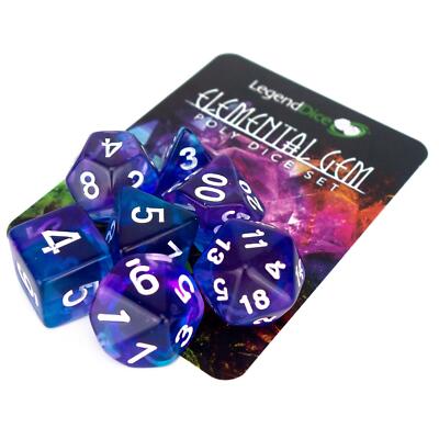 RPG Dice Set - Poly Dice Set - Elemental Gem - Indigo Sea | eBay UK