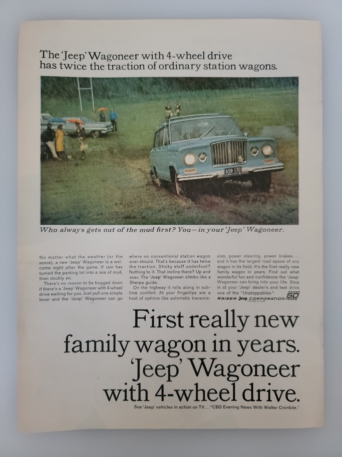 Vintage Mid 60's Jeep Wagoneer Print Ad Get Out Of Mud First 4 Wheel ...