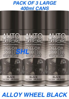 PACK OF 3 LARGE 400ml AUTO BLACK ALLOY WHEEL SPRAY PAINT | eBay UK