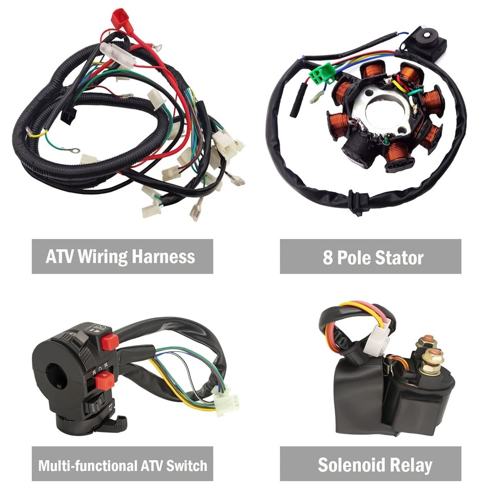 Complete Electric Wiring Harness Kit ATV Wire for GY6 150cc 125cc ...