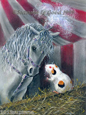 LARGE GUINEA PIG & CIRCUS HORSE PAINTING PRINT FROM ORIGINAL BY SUZANNE ...