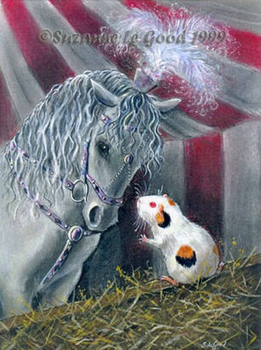 LARGE GUINEA PIG & CIRCUS HORSE PAINTING PRINT FROM ORIGINAL BY SUZANNE ...