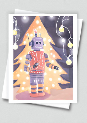 Set of 50 retro robot Christmas Cards + white envelopes | eBay