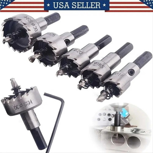 5PCS Hole Serration Kit HSS Steel Drill Bit Set Cutter Tool For Metal ...