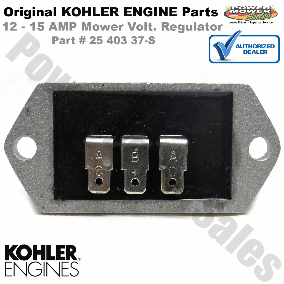 25 403 37-S Kohler Mower 12-15 AMP Voltage Regulator Rectifier 2540303 ...