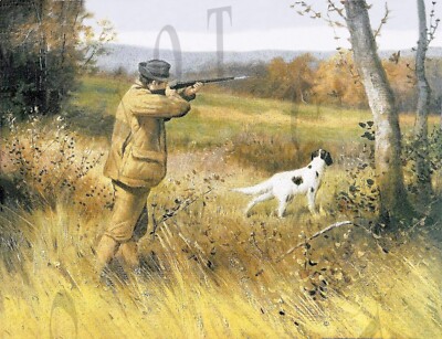 ANTIQUE 8X10 PHOTOGRAPHIC REPRINT RUFFED GROUSE HUNTING WITH ENGLISH ...