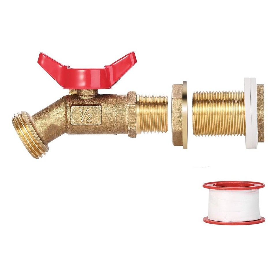 Brass Rain Barrel Spigot Quarter Turn Ball Valve Spigot with Bulkhead ...
