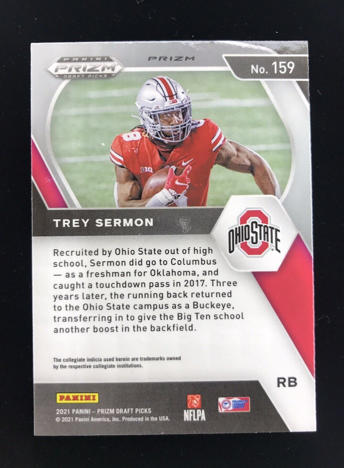 Trey Sermon Rookie Green Prizm 2021 Prizm NFL Draft Picks #159 49ers RC ...
