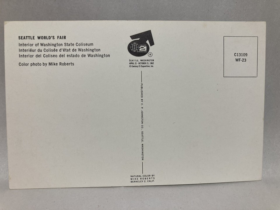 Seattle World's Fair Interior of Washington State Coliseum 1962 Chrome ...