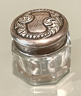 Vintage Antique Sterling Silver Crystal Cut Glass VanityTrinket Box ...