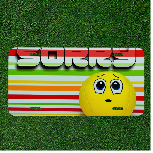 Custom Personalized License Plate Auto Tag With Sorry Emoji Face ...