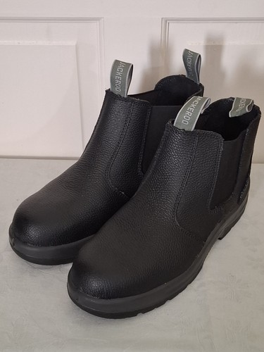 BLACK LEATHER AU MENS Steel Cap Shock Absorber Jackaroo WORK BOOTS Size ...