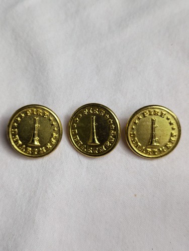 3 lot Fire Department gold uniform buttons 1 Bugle Lieutenant ...