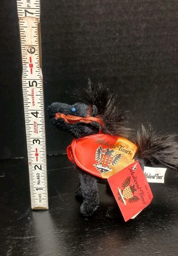 Vintage Mini 4" Black Plush Jousting Destrier Horse W/ Medieval Times ...