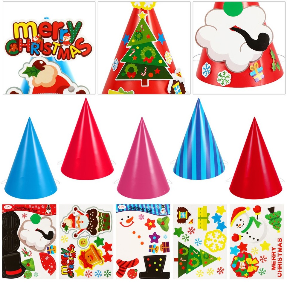 5 Pcs Paper Hat Materials Christmas Party Supplies Beautiful DIY Crafts ...