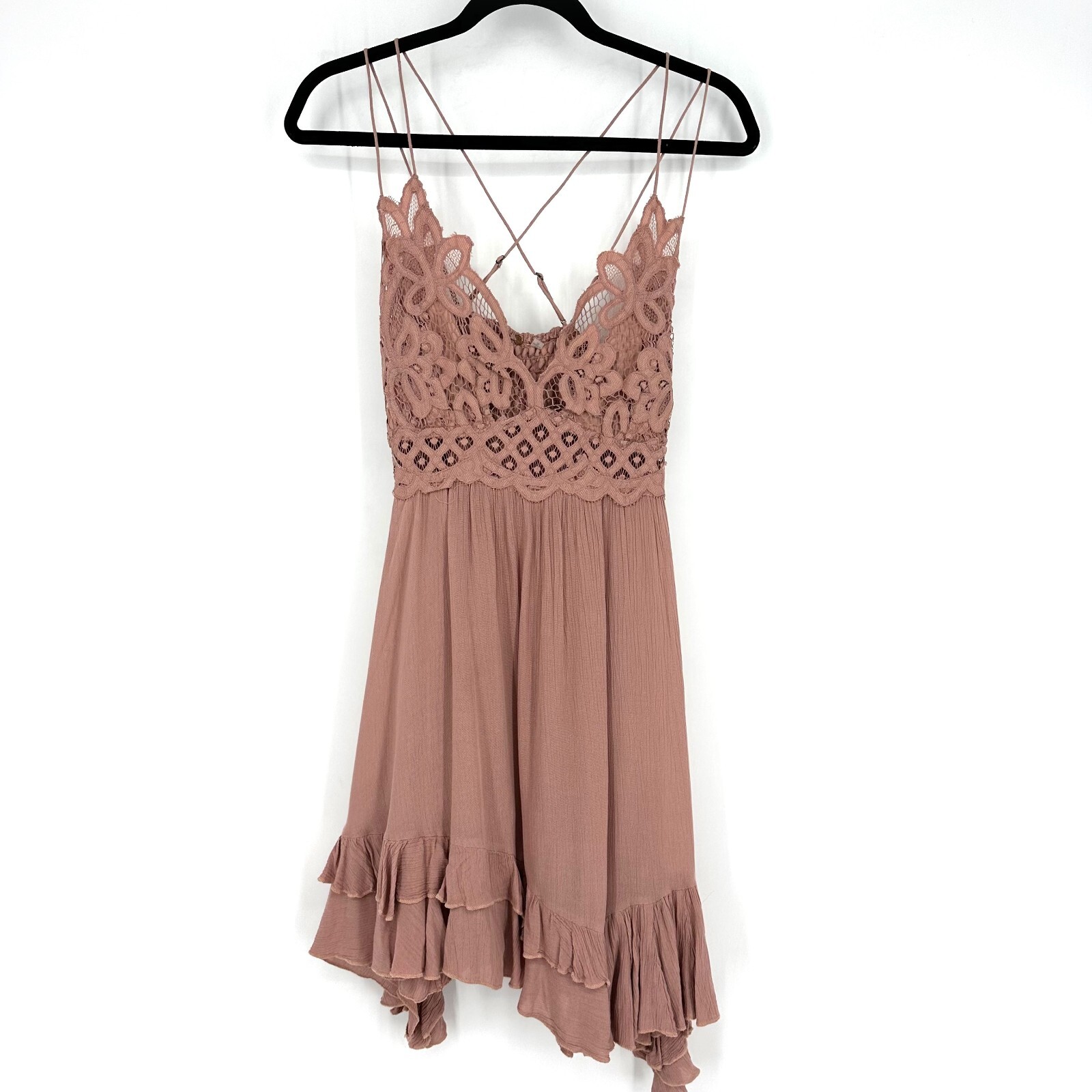 Free People Adella Crochet Slip Mini Dress Medium Gem