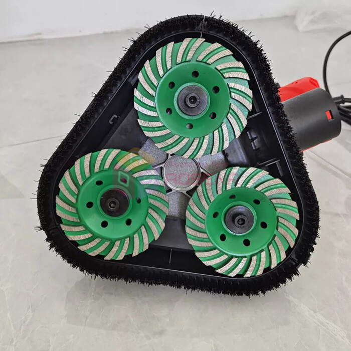 Three Heads Dustless Grinder Triangle Floor Grinding Edge Concrete ...