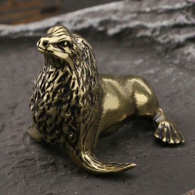 Brass Sea Lion Figurine Small Statue Animal Figurines Toys Desktop ...