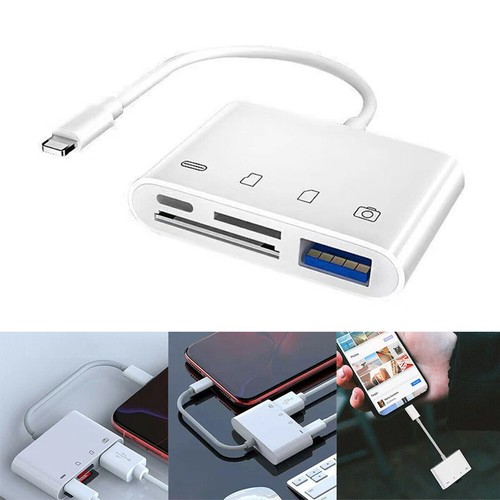 4in1 SD Card Reader for iPhone to USB Camera OTG Adapter Compatible ...