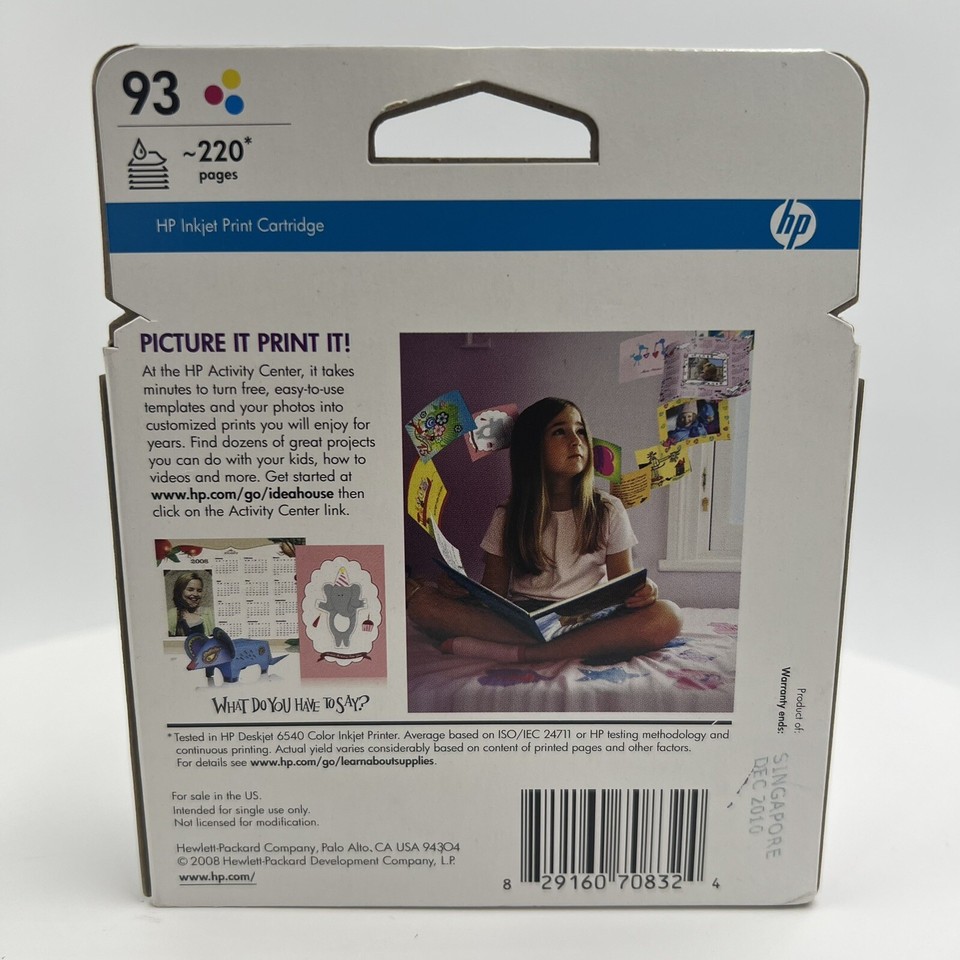 HP 93 Tri-Color Ink Cartridge C9361WN Genuine Factory Sealed New Dec ...
