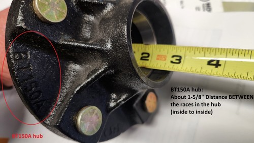 Reliable BT150A SHORT Trailer Axle Idler Hub W/Bearings Boat 5 lug Axel ...