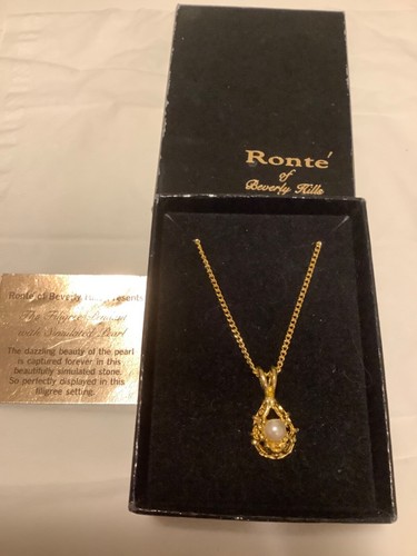 Vintage Simulated Pearl Necklace Pendant Ronte Of Beverly Hills ...