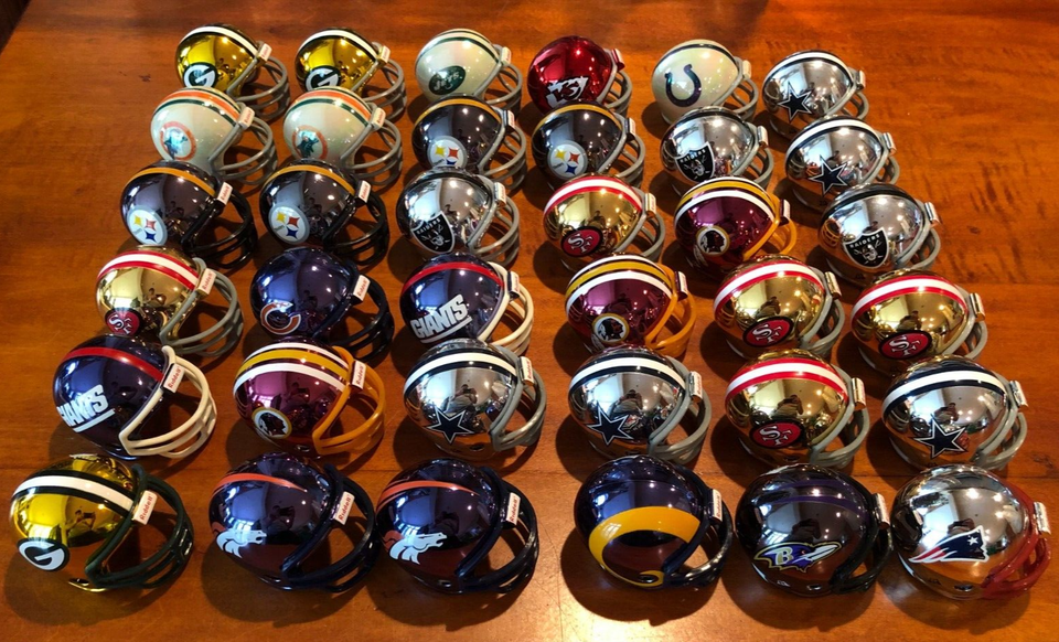 Riddell NFL Super Bowl chrome pocket pro helmet set 1-36 | eBay