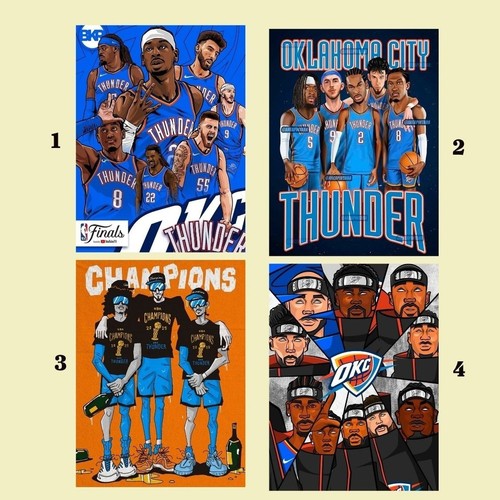 2025 NBA Champions OKC Thunder Poster, Basketball Team Print, Sports ...
