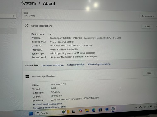 Dell XPS 13 9345 13.4" Snapdragon X Elite X1E80100 3.42GHz 64GB RAM 1TB ...