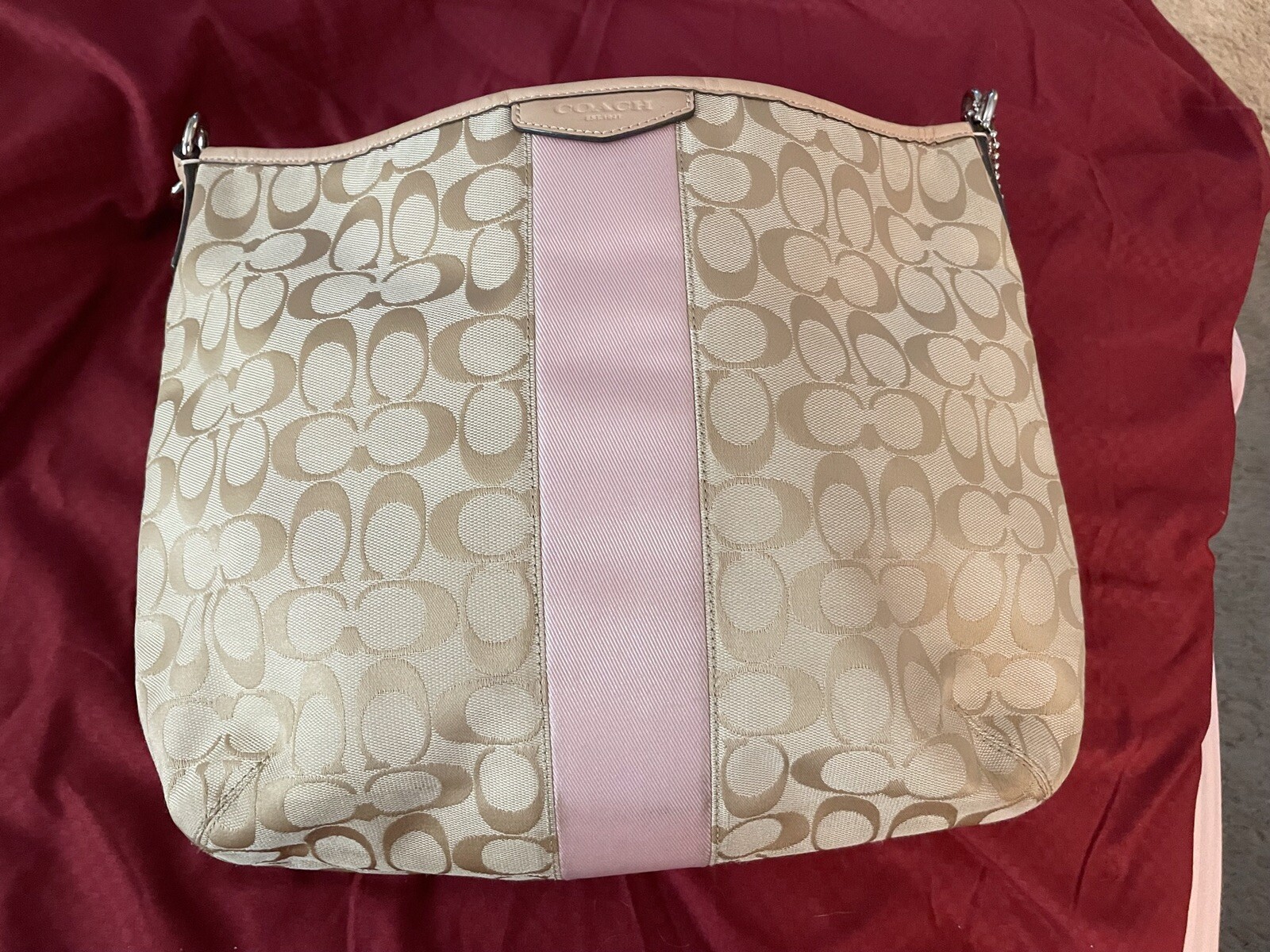 COACH SIGNATURE STRIP HOBO SHOULDER BAG - Gem