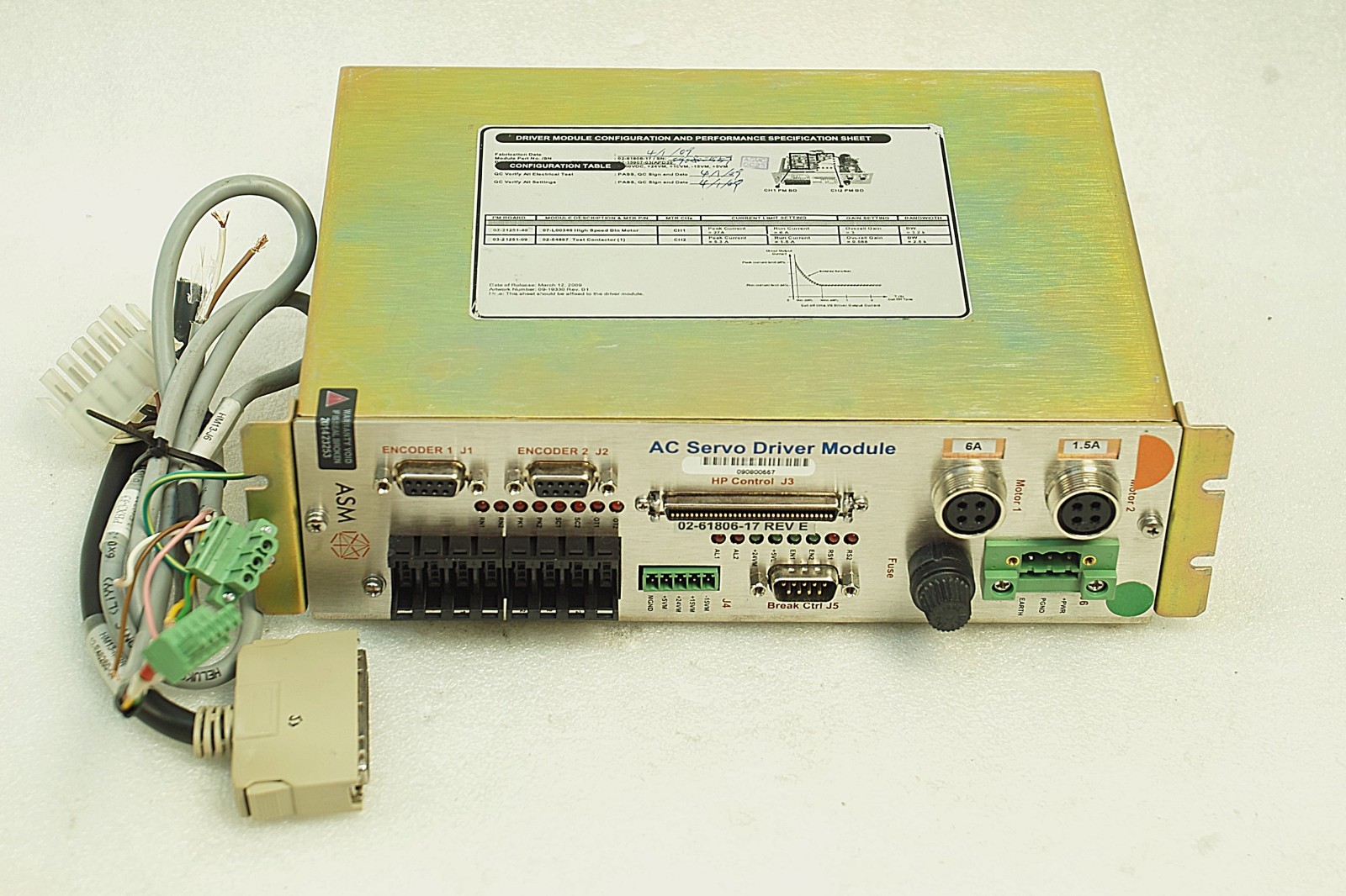 ASM AC SERVO DRIVER MODULE 02-61806-17 REV E POWER ON TESTED FREE SHIP ...