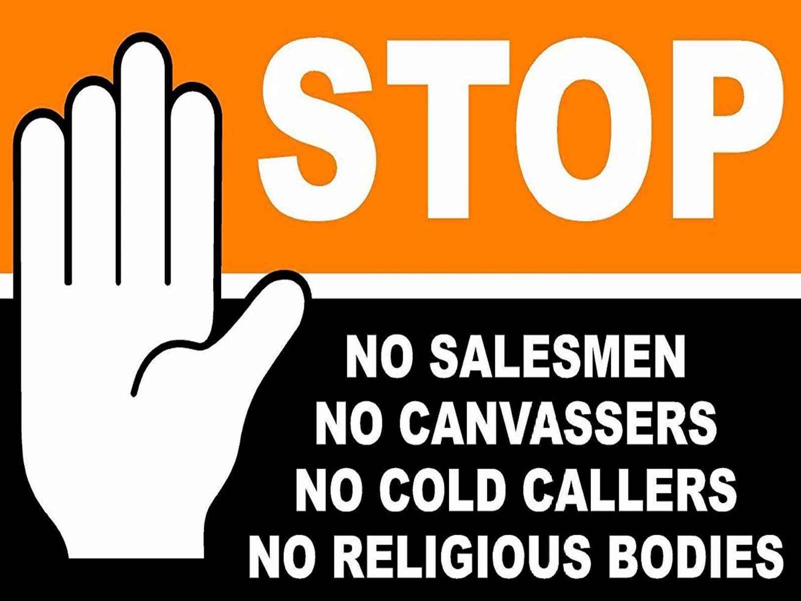 STOP NO COLD CALLERS Metal Aluminium Funny Plaque Sign House Office ...