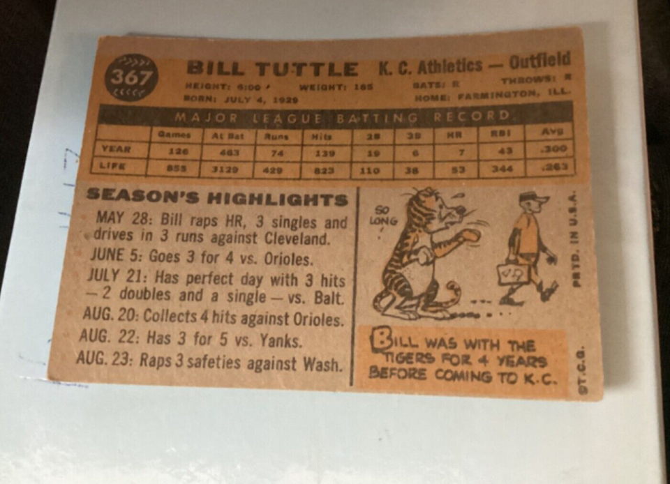 1960 Topps - #367 Bill Tuttle | eBay