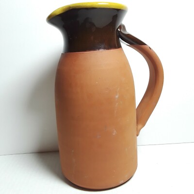 Suffolk Potteries England Terracotta Glazed Pitcher Jug 9" Tall Pottery ...