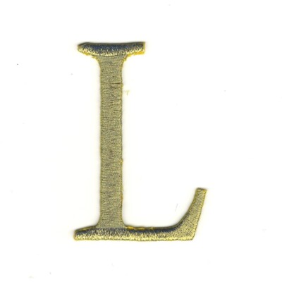 Gold Serif Letter L Iron-On Patch Metallic Alphabet Monogram for DIY (2 ...