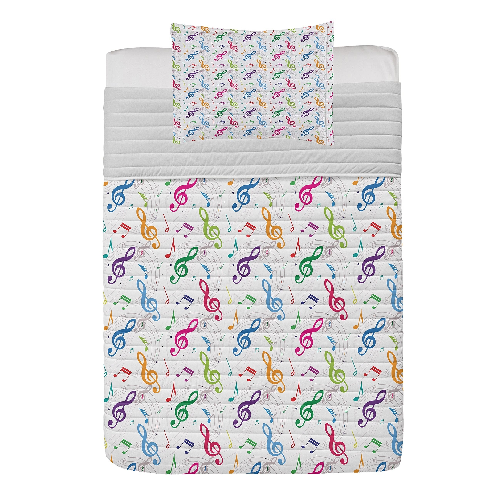 Lunarable Music Microfiber Bedspread Set, Notes on Circle Shape ...