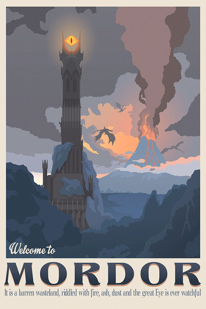 Lord Of The Rings Movie Action Welcome To Mordor Travel Wall - POSTER ...