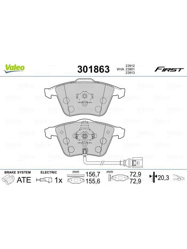 Front Disc Brake Pad Set Valeo Fits AUDI SKODA VW Seat A3 Sportback ...